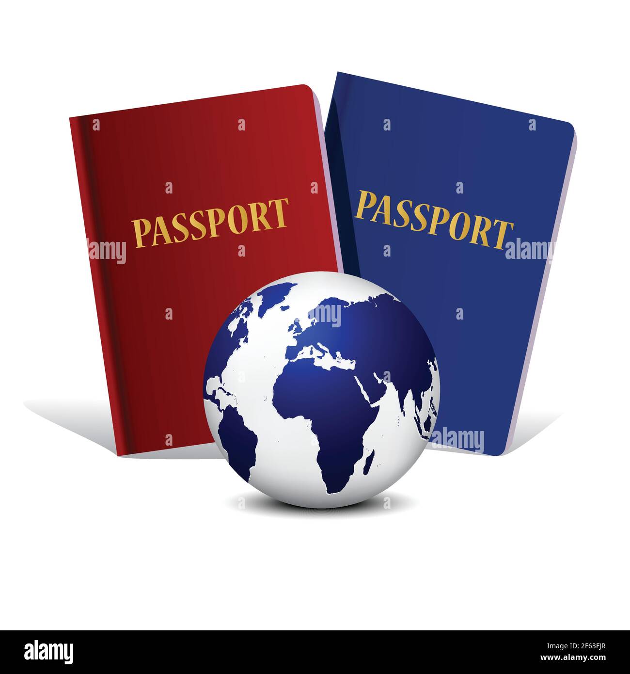 World travel. Earth and passport on white background. 3d Stock Vector ...