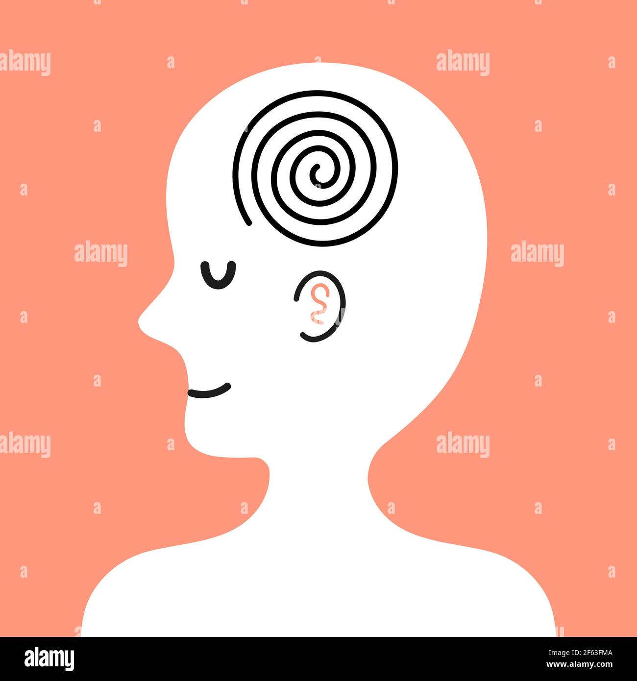 Cute happy smile funny human character with mental harmony in head ...