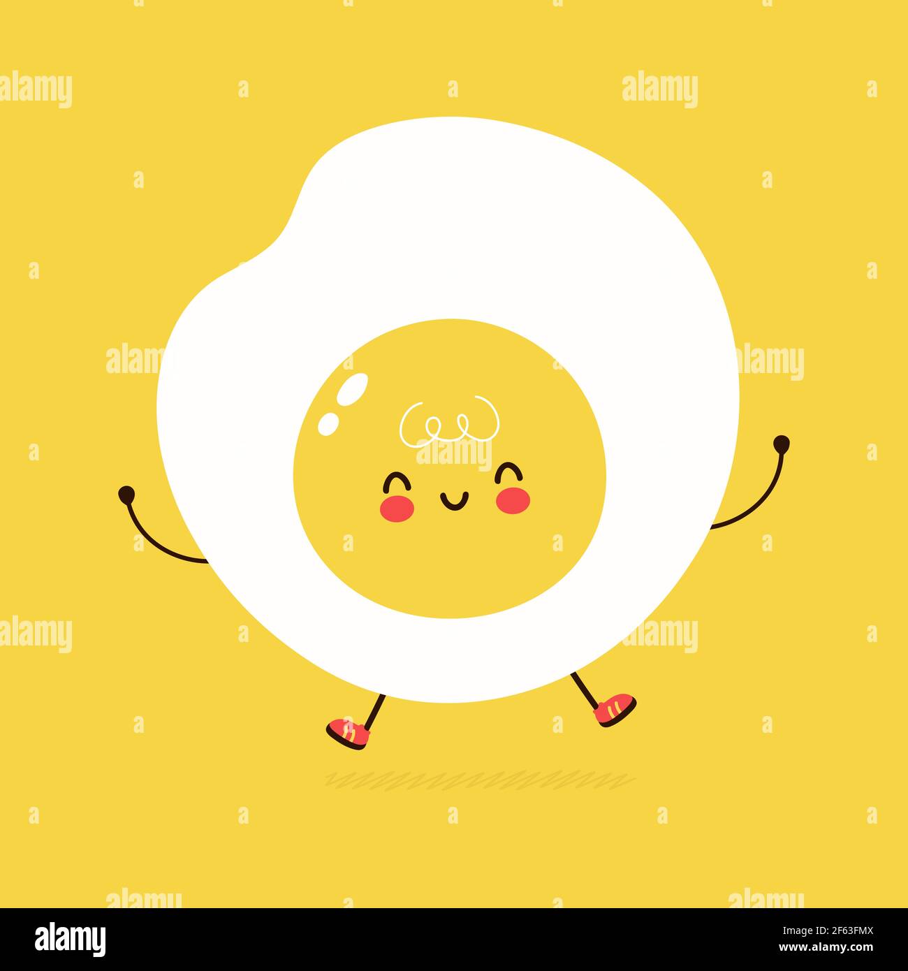 Cute funny Fried Egg character. Vector hand drawn cartoon kawaii ...