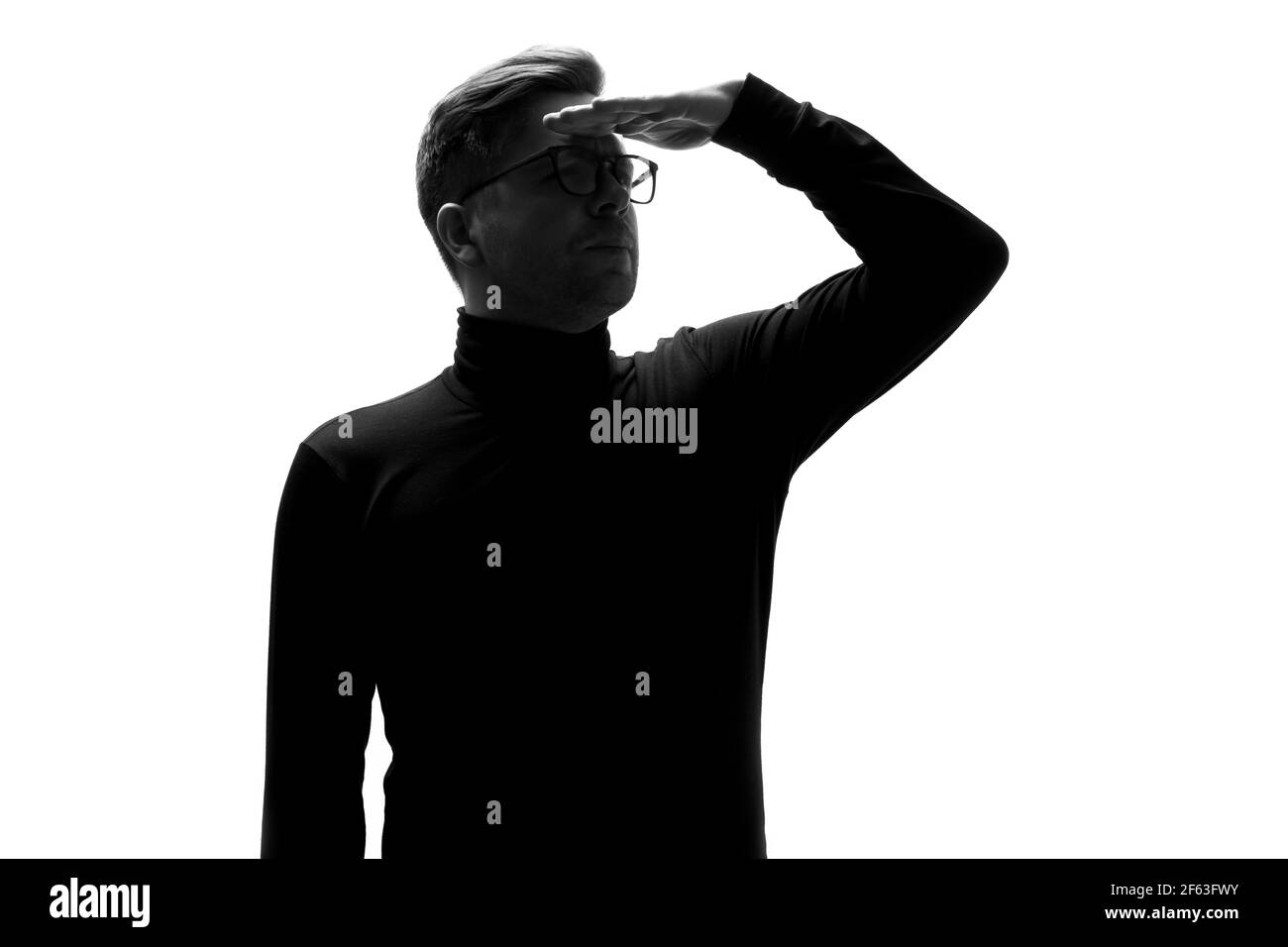 Silhouette man staring distance on hi-res stock photography and images ...