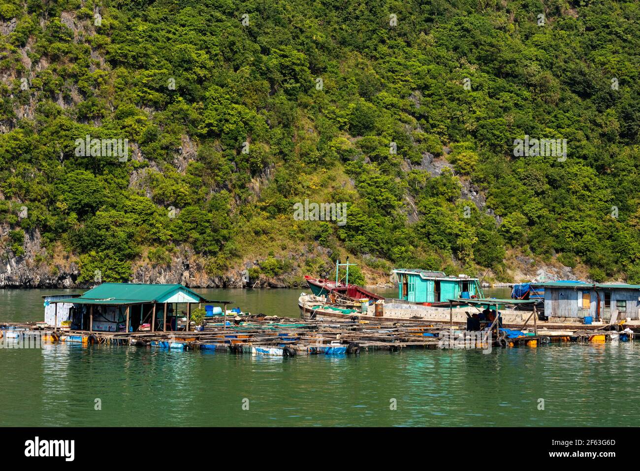 Floating Village and Fisher of the Halong Bay in Vietnam Stock Photo ...