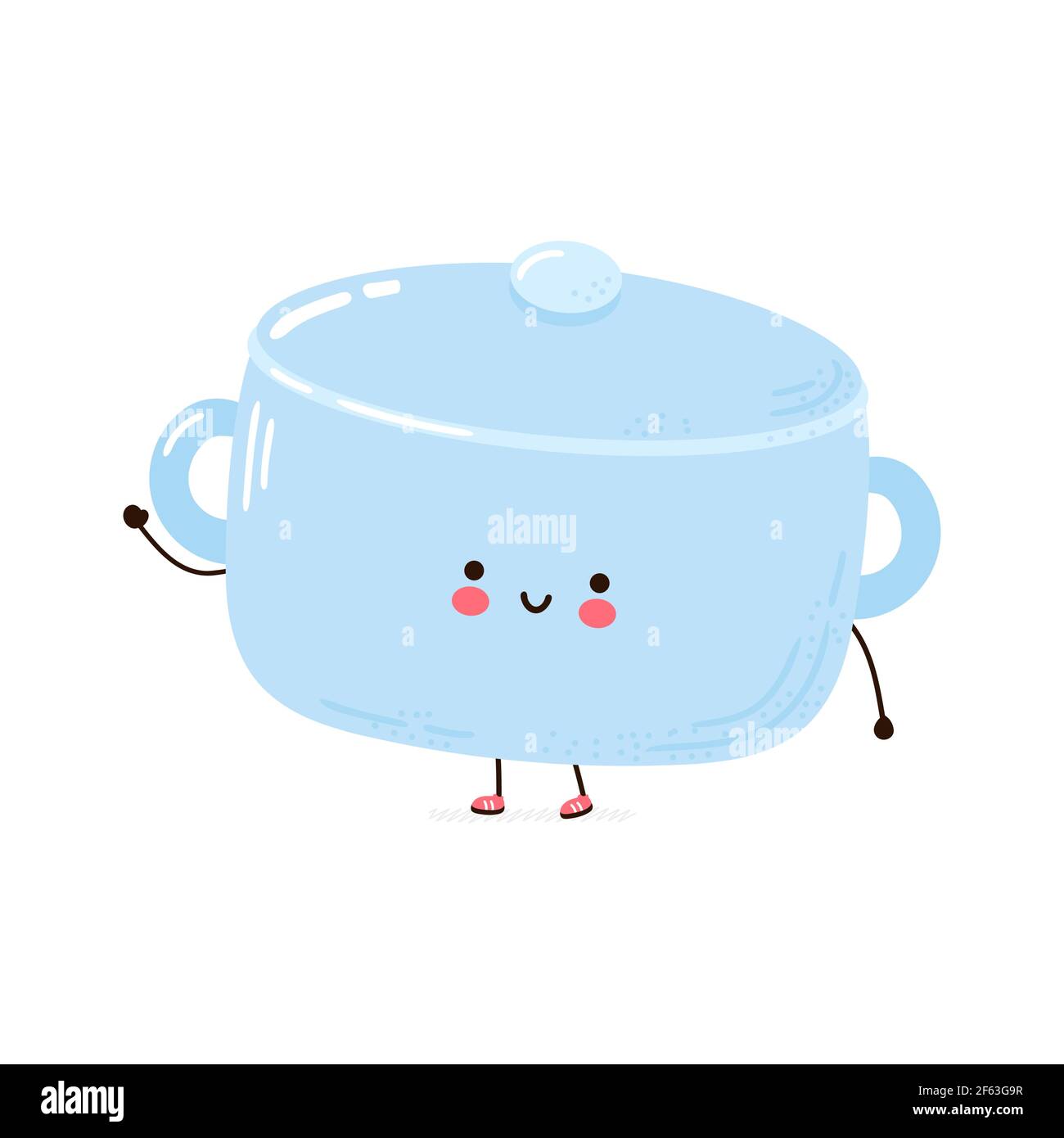 Cute funny Cooking pot character. Vector hand drawn cartoon kawaii ...
