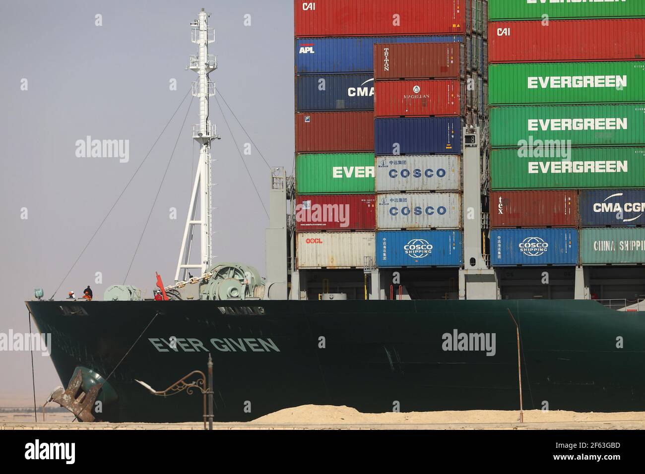 Suez, Egypt. 29th Mar, 2021. Shows 'Ever Given' container ship after ...