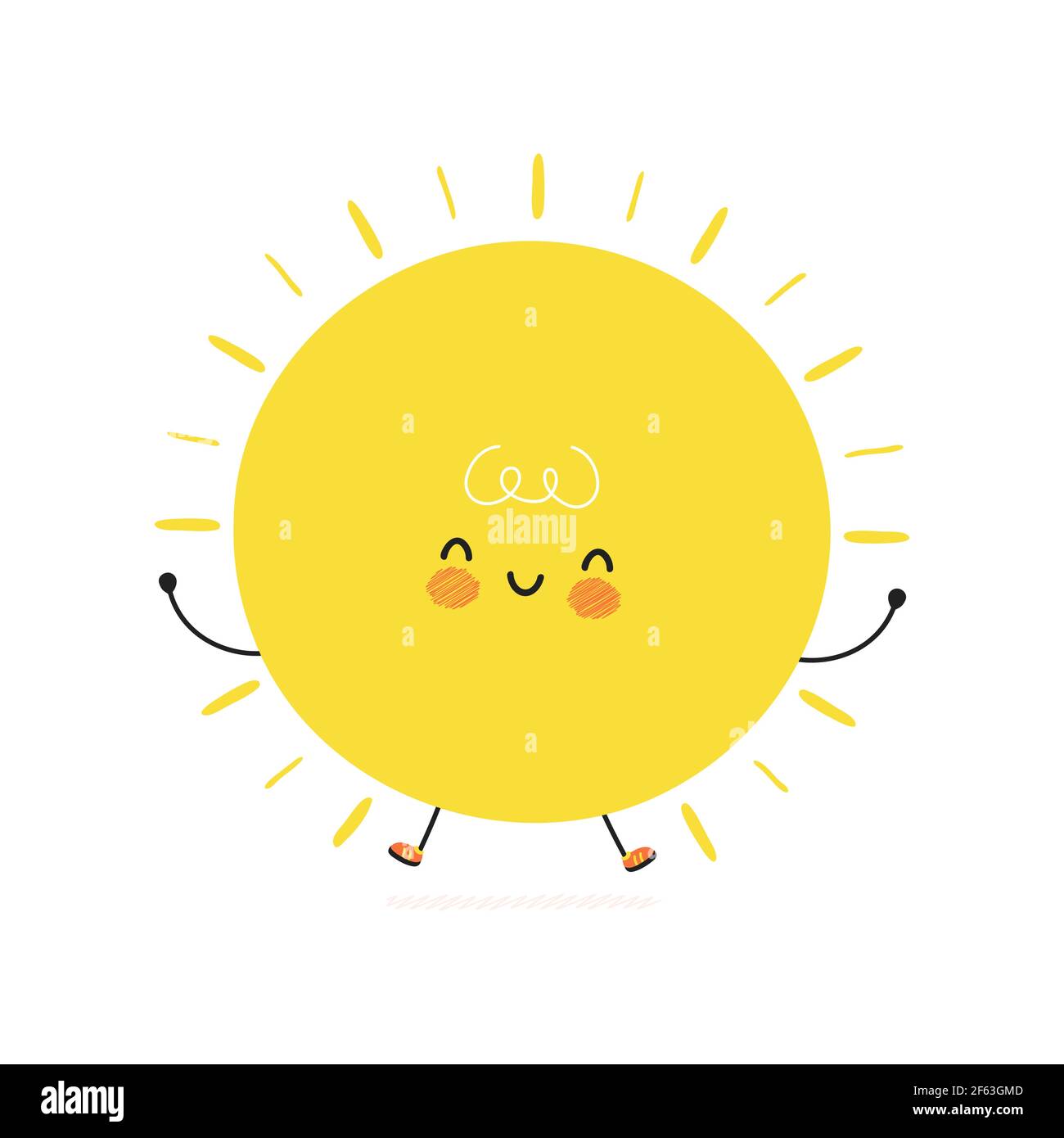 Cute funny Sun character. Vector hand drawn cartoon kawaii character ...