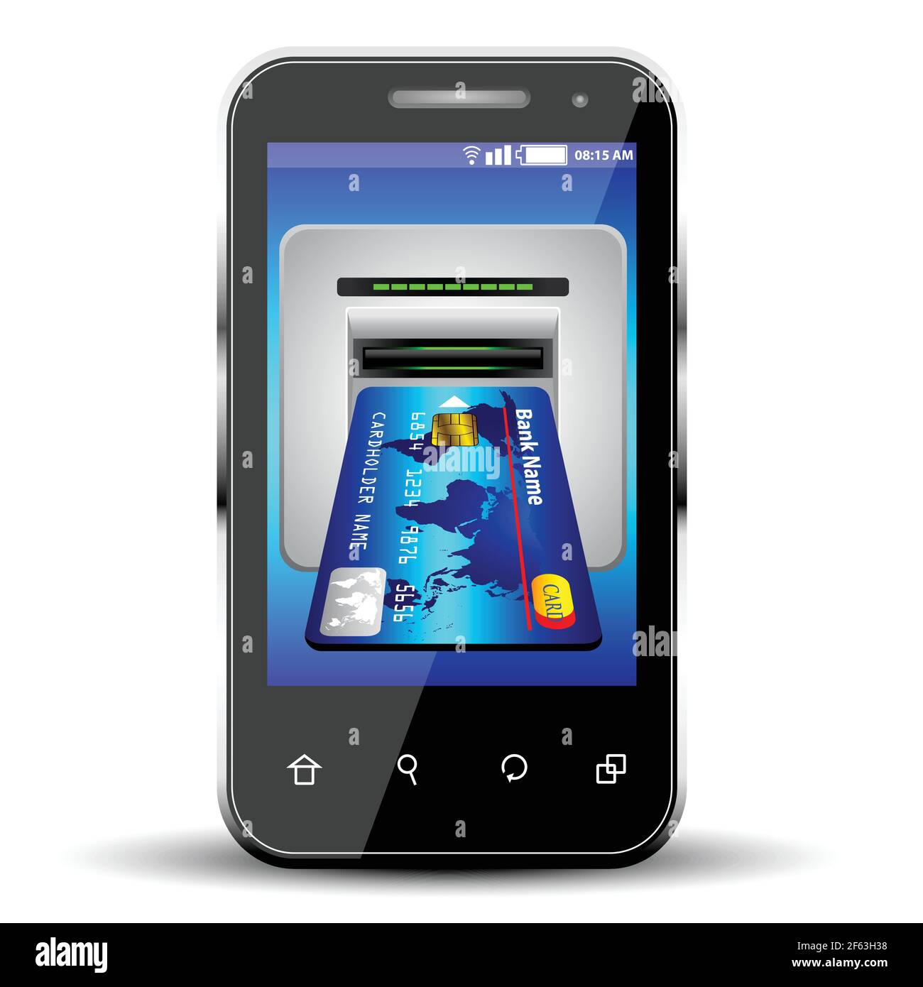 Debit card on smartphone Stock Vector Images - Alamy