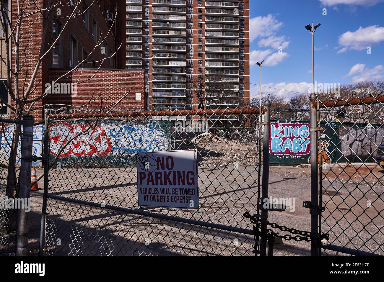 No Parking sign at one of the few empty lot in south Williamsburg ...