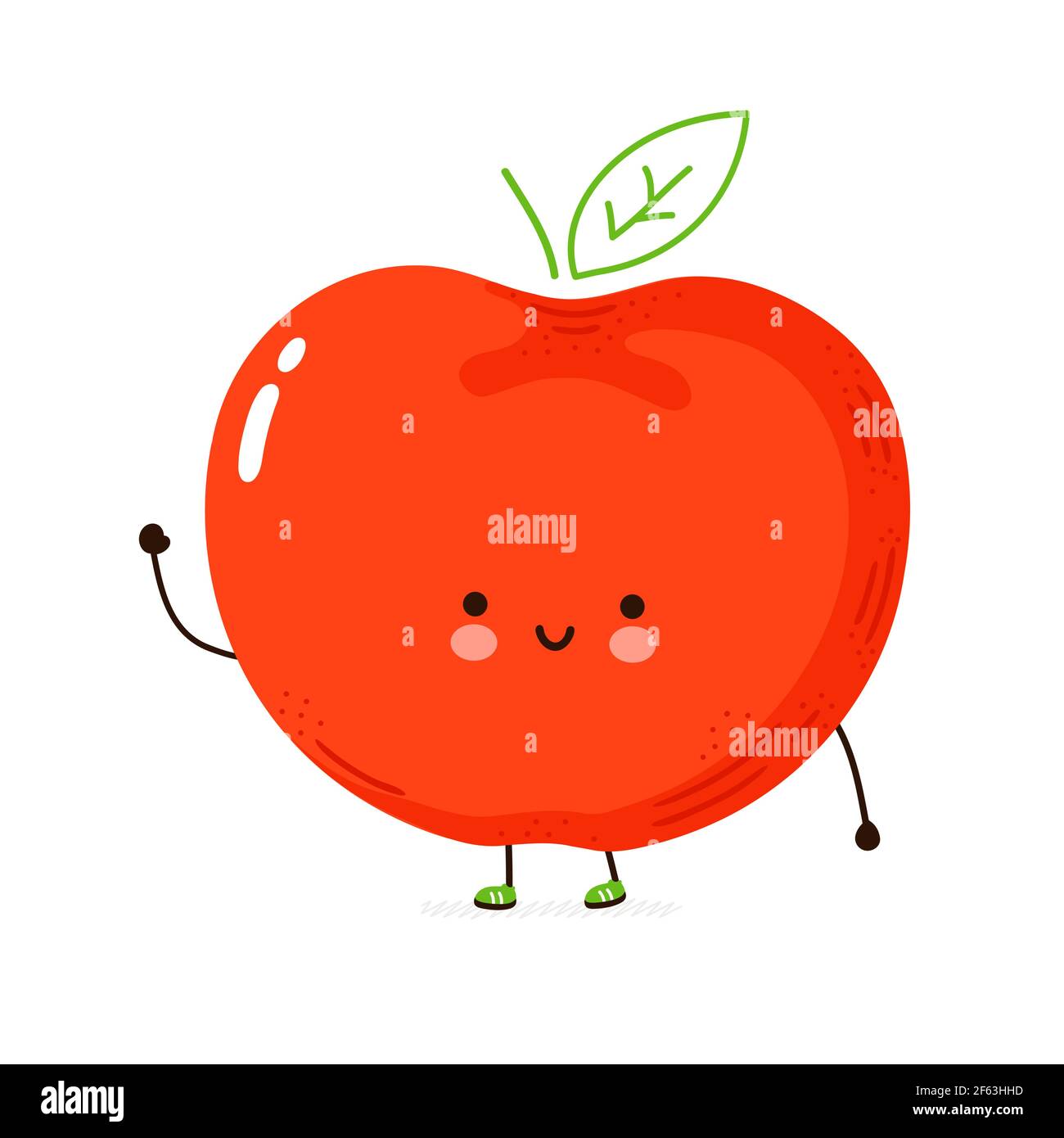 Cute Funny Apple Character Vector Hand Drawn Cartoon Kawaii Character Illustration Icon