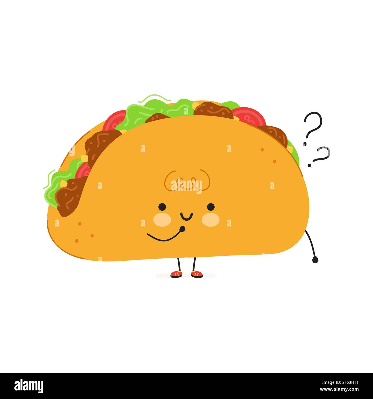 Cute sad Taco character. Vector hand drawn cartoon kawaii character ...
