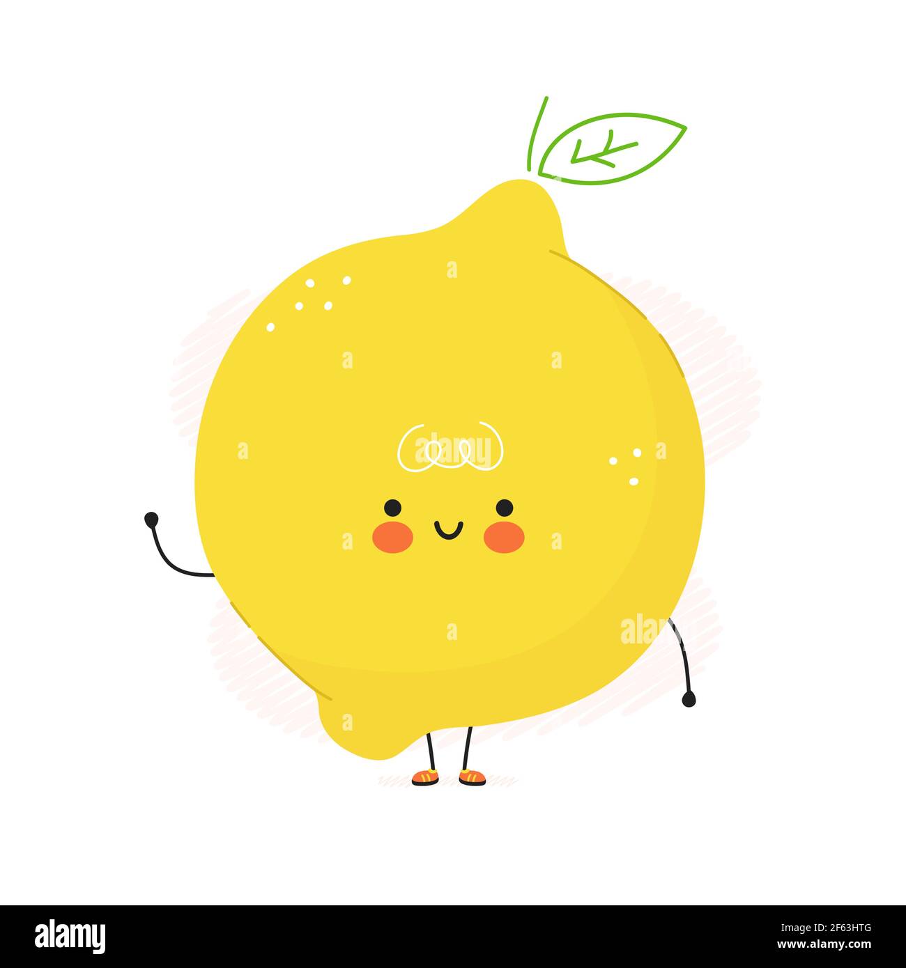 Cute funny Lemon fruit character. Vector hand drawn cartoon kawaii ...