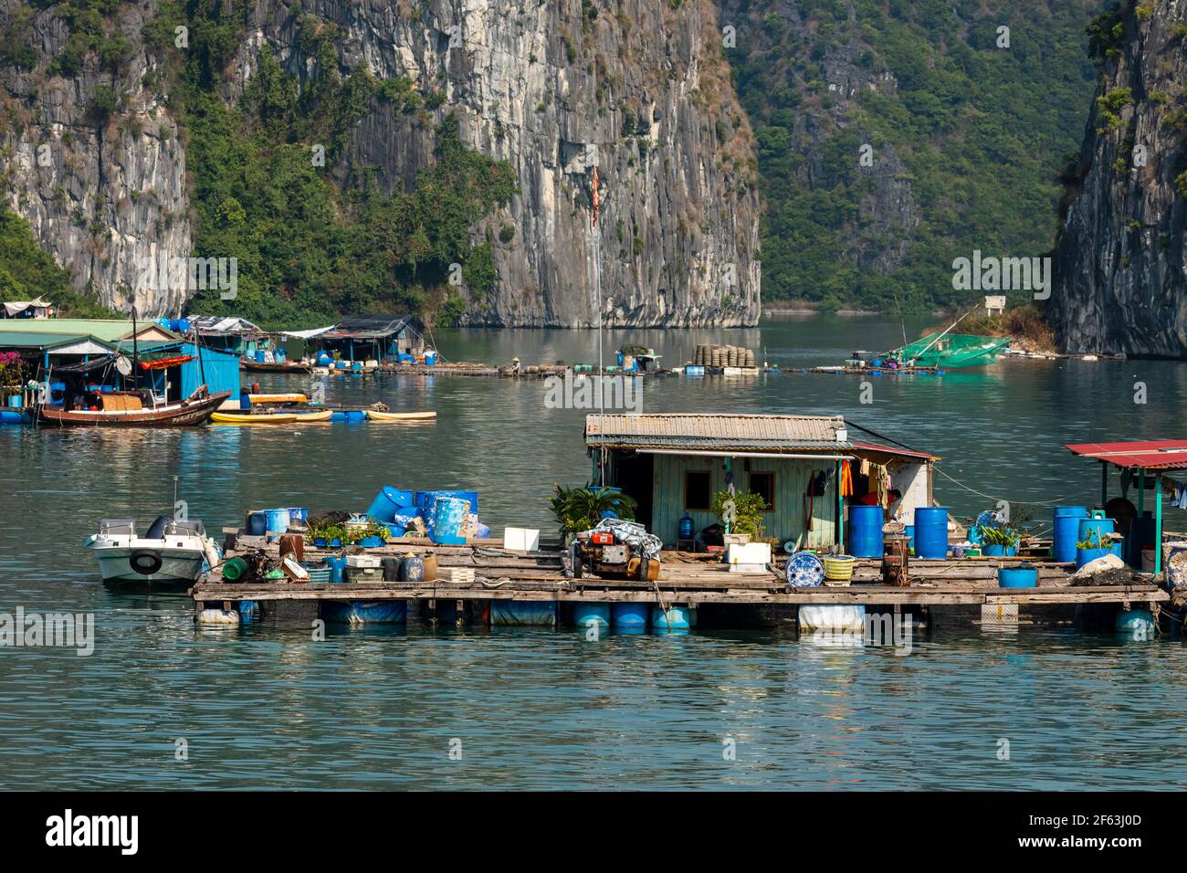 Floating Village and Fisher of the Halong Bay in Vietnam Stock Photo ...