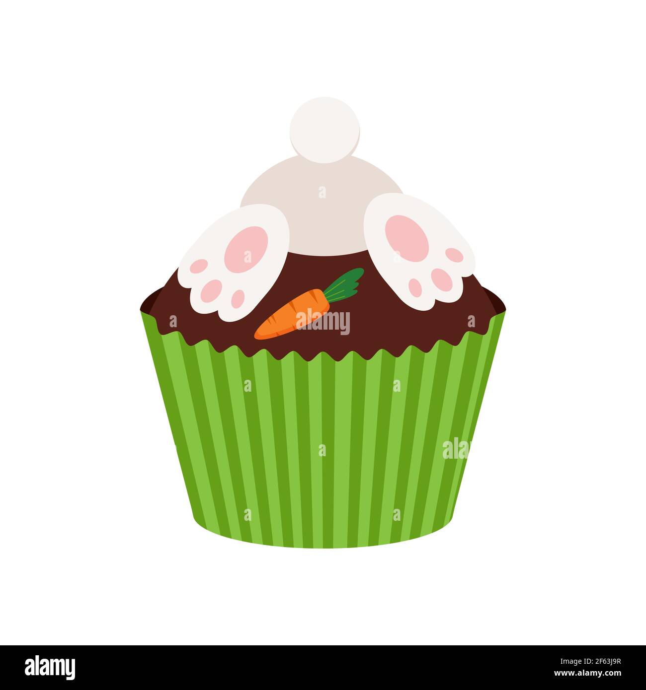 Easter cupcake with bunny booty and carrot isolated on white background ...