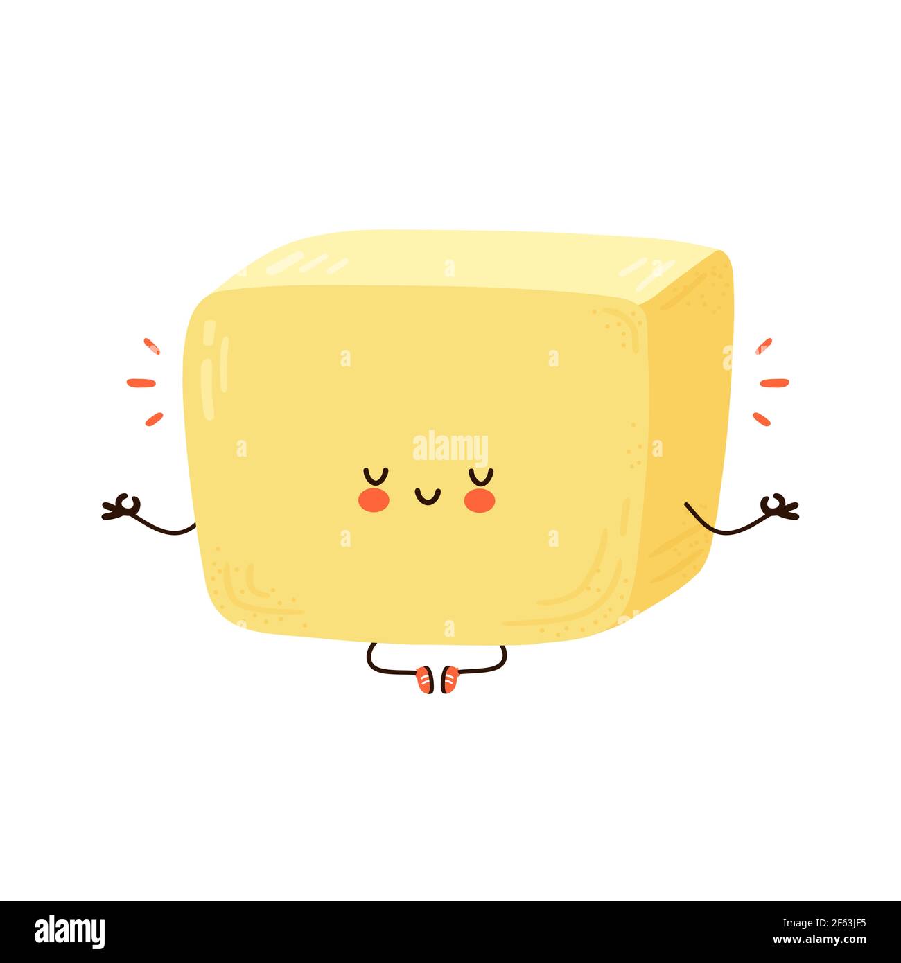 Cute funny Butter meditate in yoga pose. Vector hand drawn cartoon ...