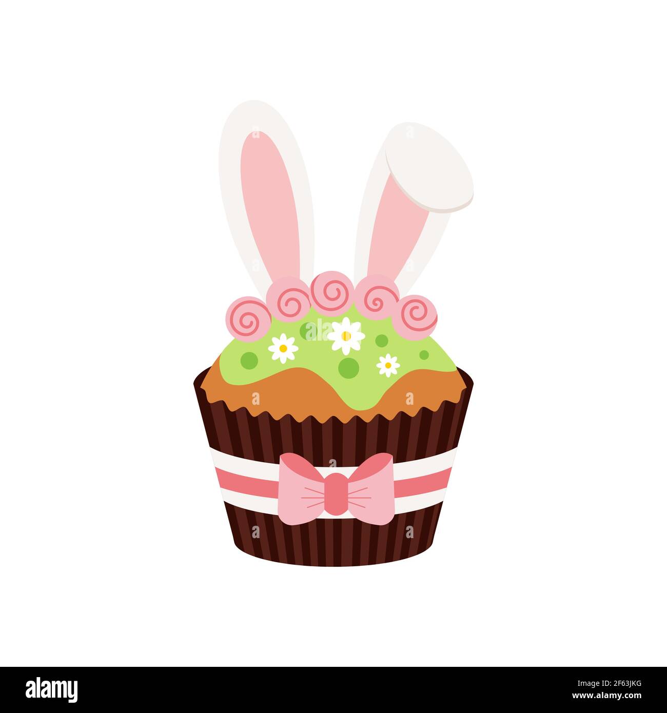 Easter cupcake with bunny ears icon isolated on white background Stock ...
