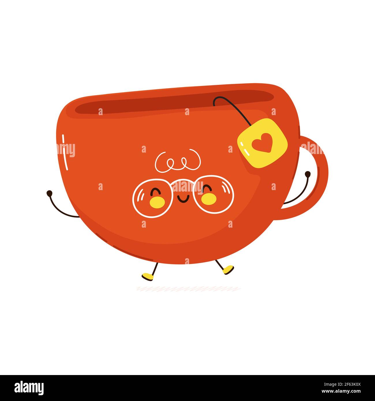 Cute funny Tea cup character. Vector hand drawn cartoon kawaii ...