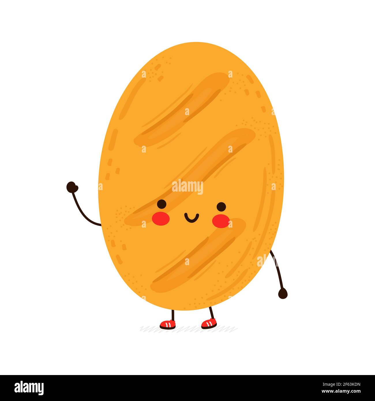Cute funny Bread character. Vector hand drawn cartoon kawaii character ...