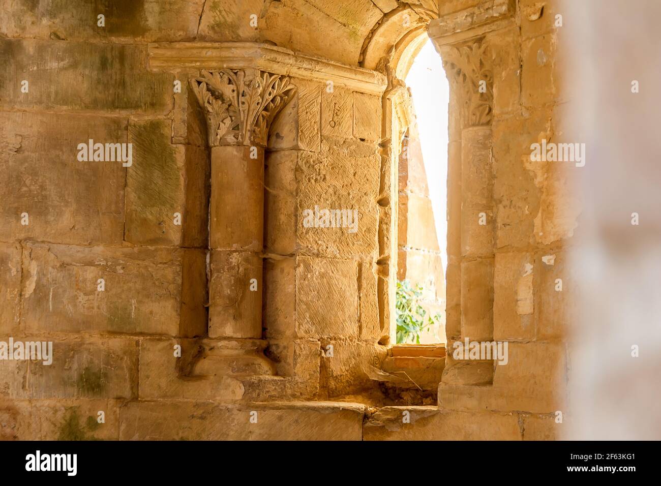 Key-shaped stonework symbol next to a window in the 12th-century ...