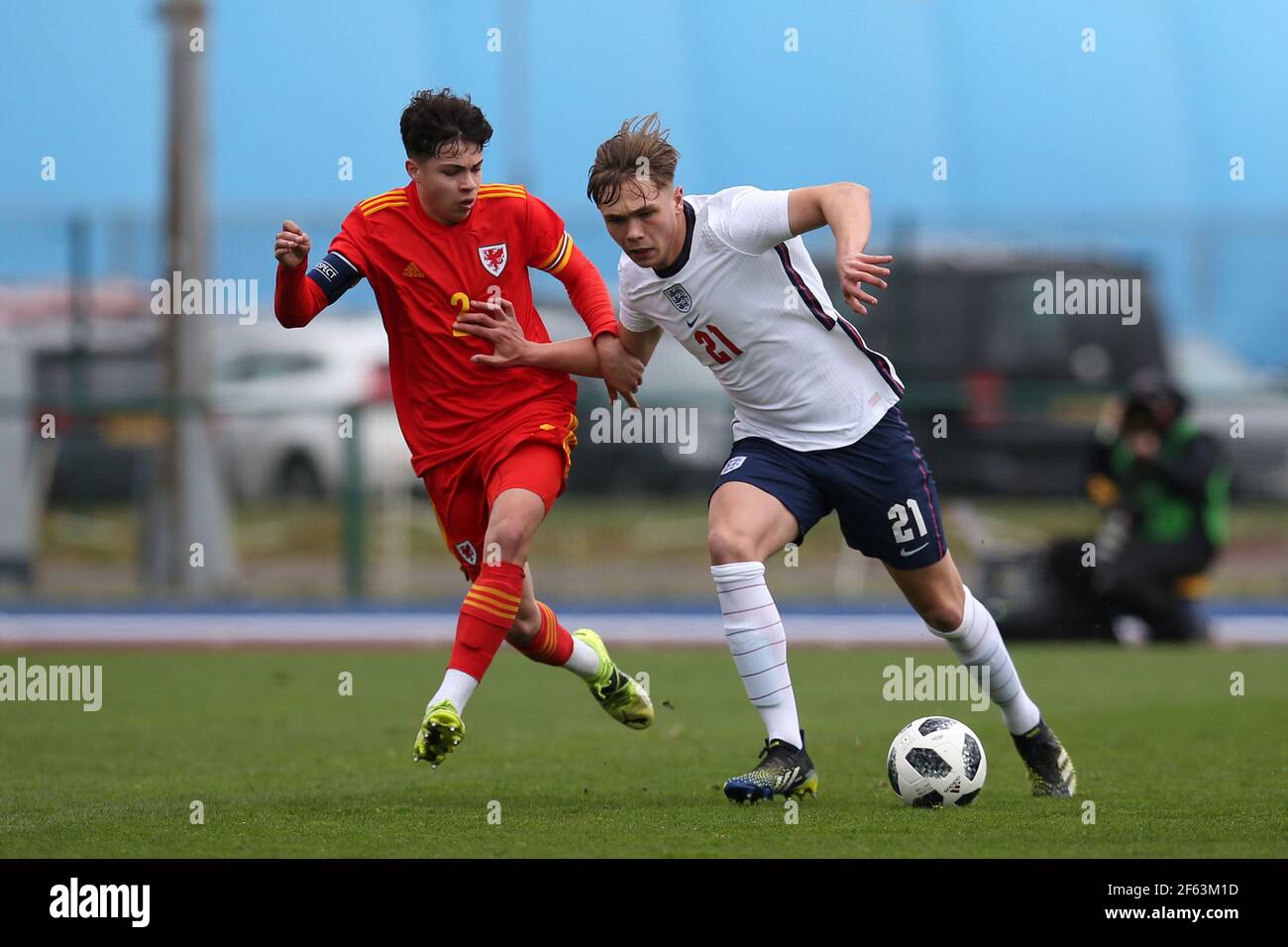 Cardiff, UK. 29th Mar, 2021. Callum Doyle of England and Keelan ...