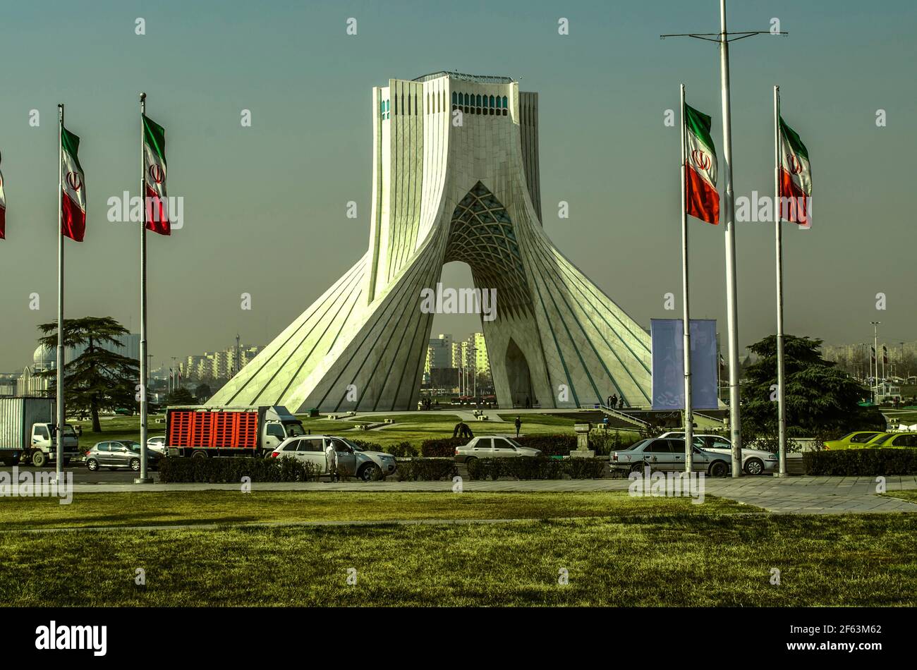 Tehran,Iran,November 29,2020: White marble monument Azadi Tower at Oval ...