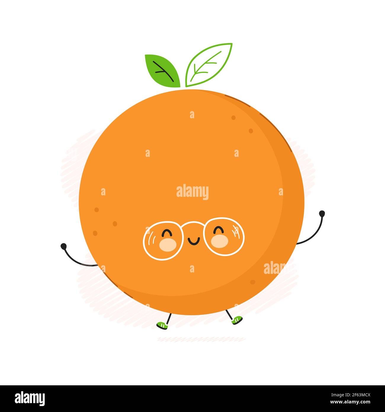 Cute funny Orange fruit character. Vector hand drawn cartoon kawaii ...