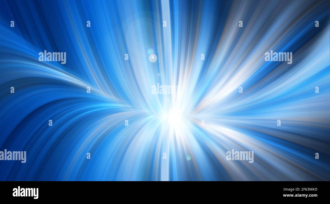 Blue white wave abstract background falling into the center of a white ...