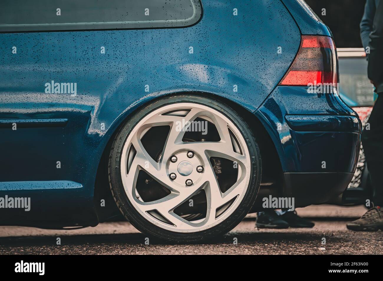 Closeup blue alloy wheel wheels hi-res stock photography and images - Alamy