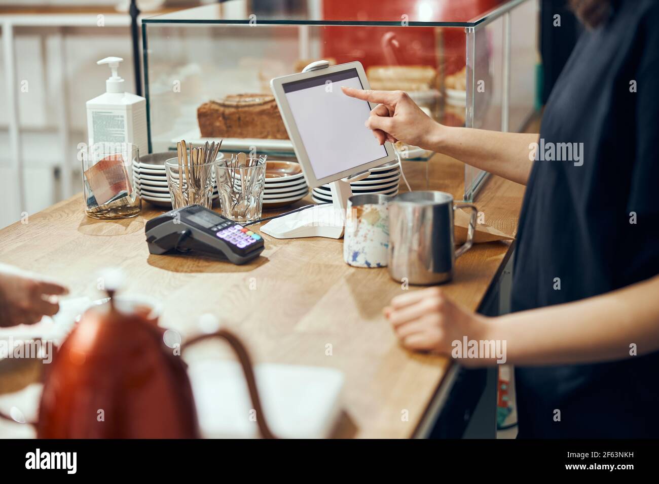 Barista taking order from customer cafe. Concept of cafe and coffee ...