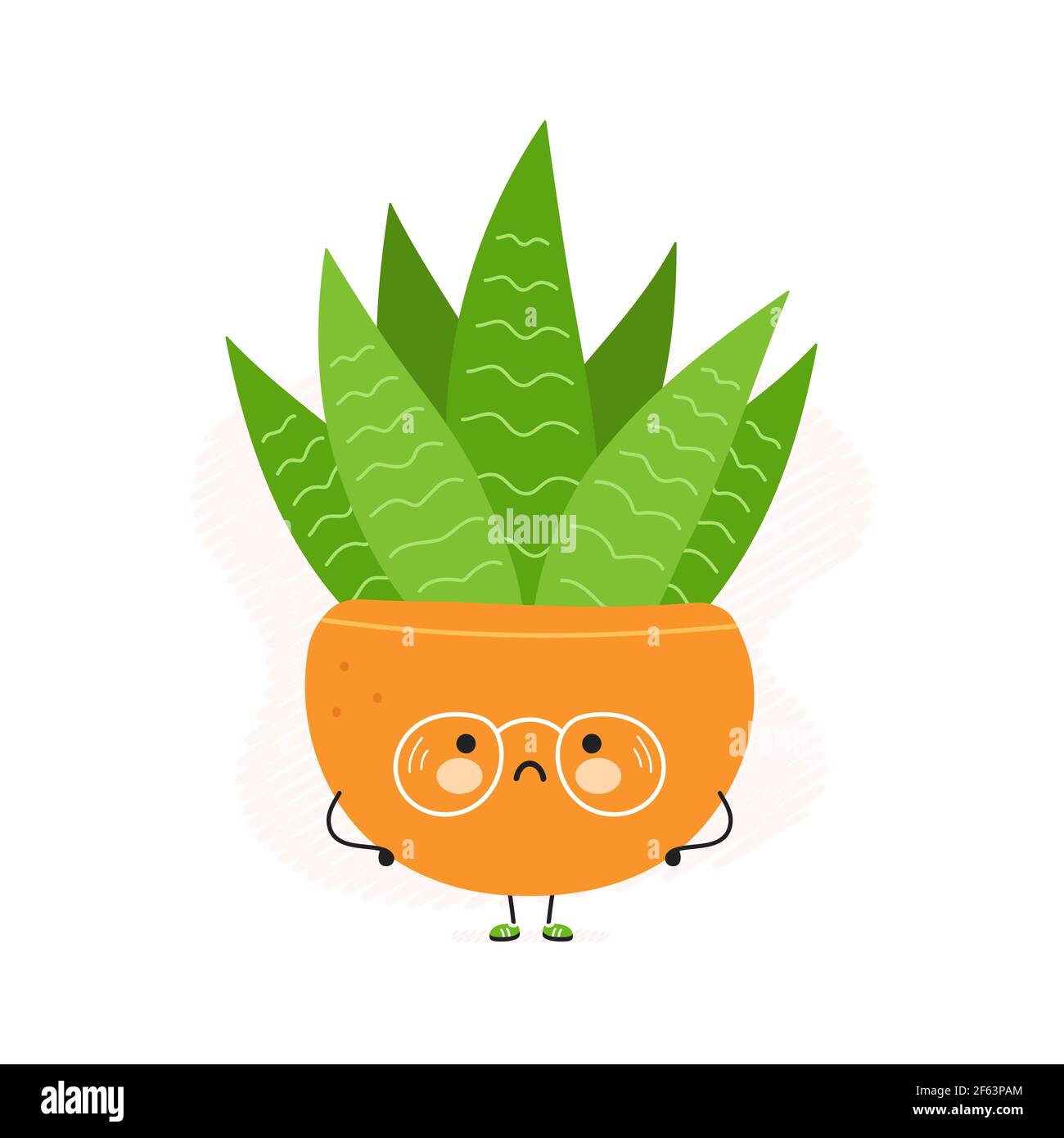 Cute sad Succulent in a pot character. Vector hand drawn cartoon kawaii ...