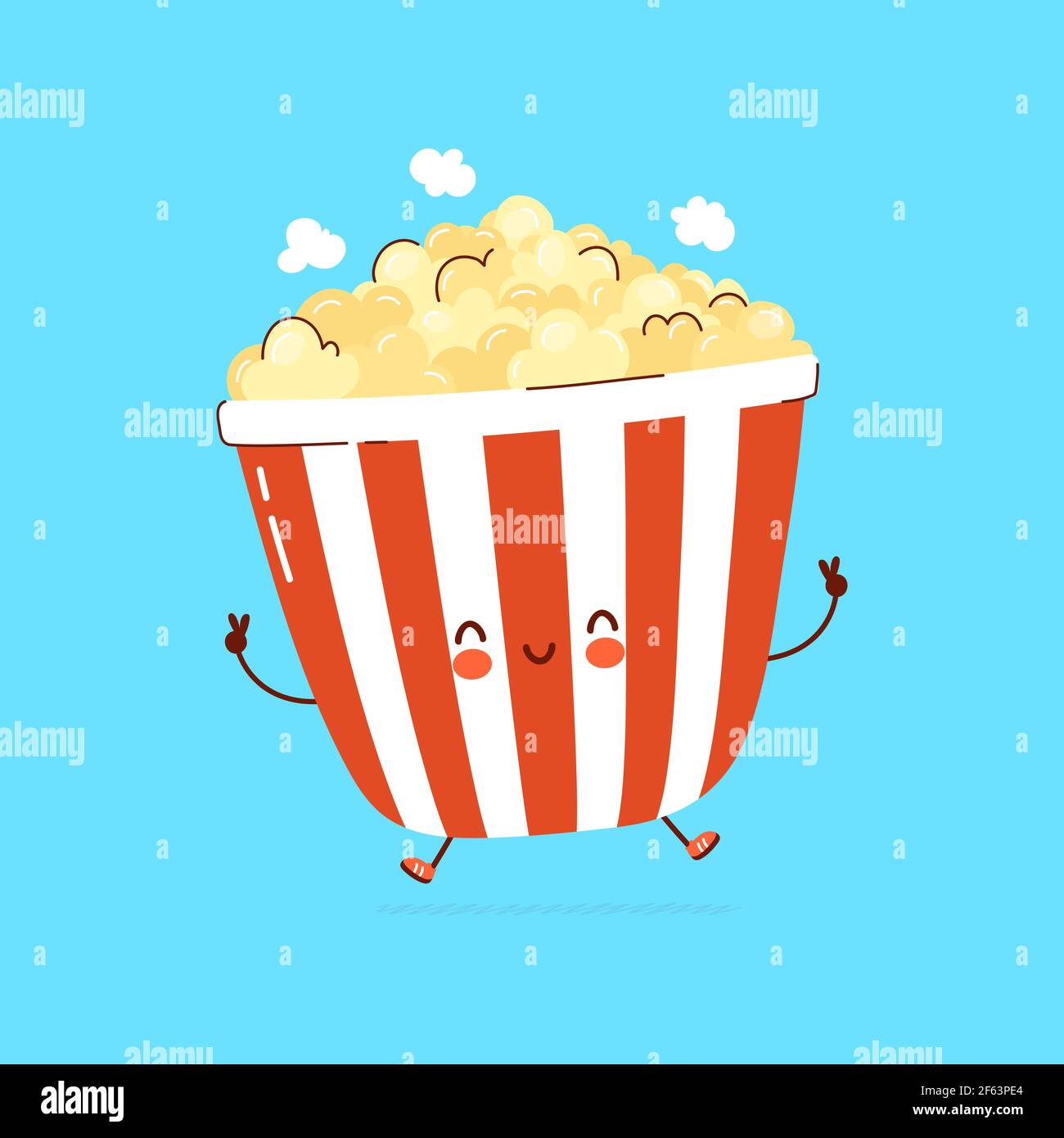Cute funny Popcorn character. Vector hand drawn cartoon kawaii ...
