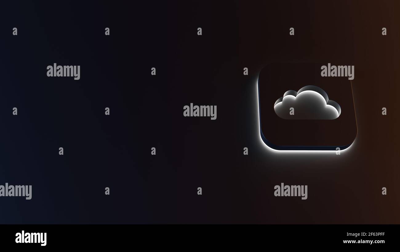 3d rendering of white light stripe icon of iCloud drive app on iOS ...