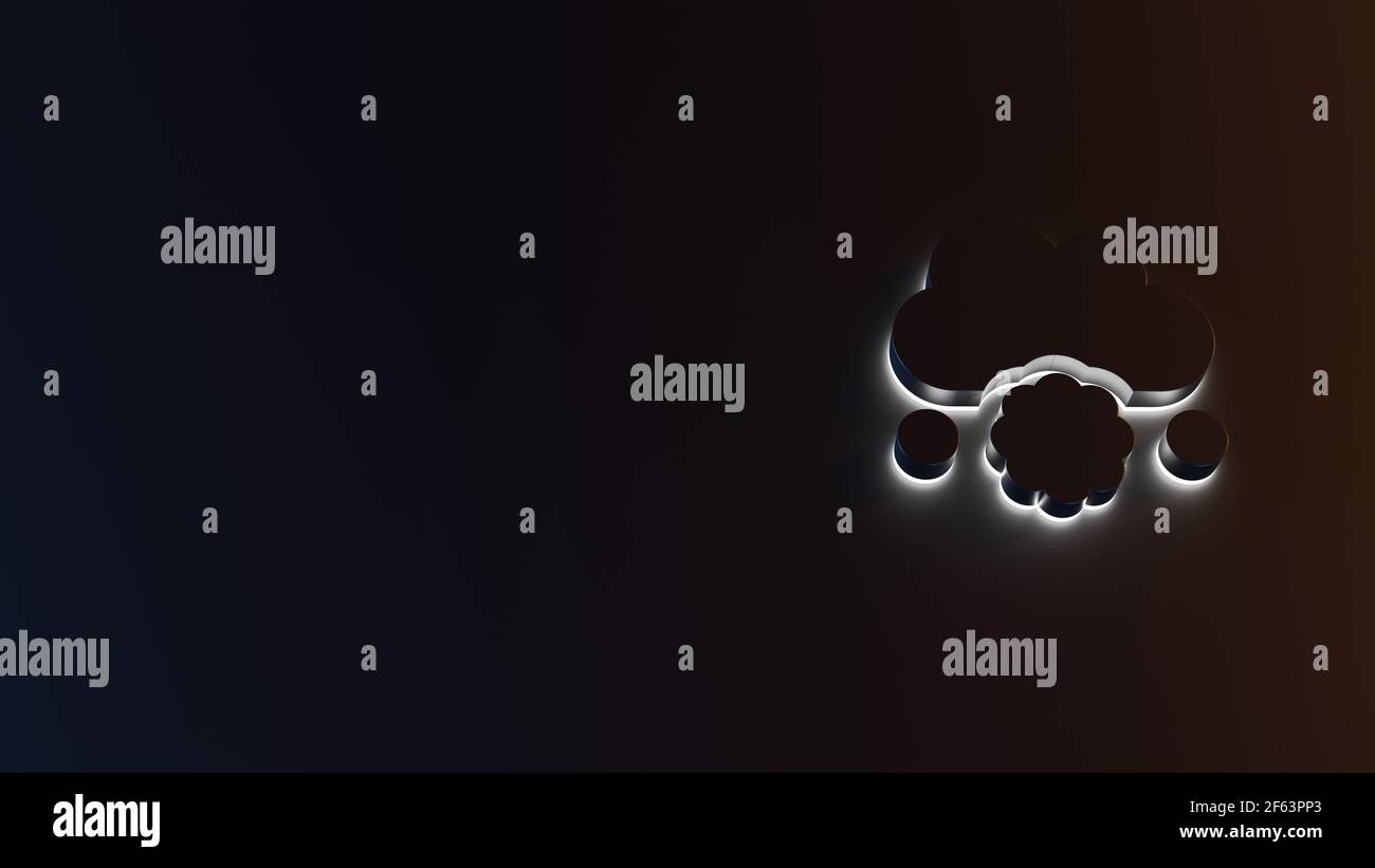 3d rendering of white light stripe symbol of cloud falling meatball on ...