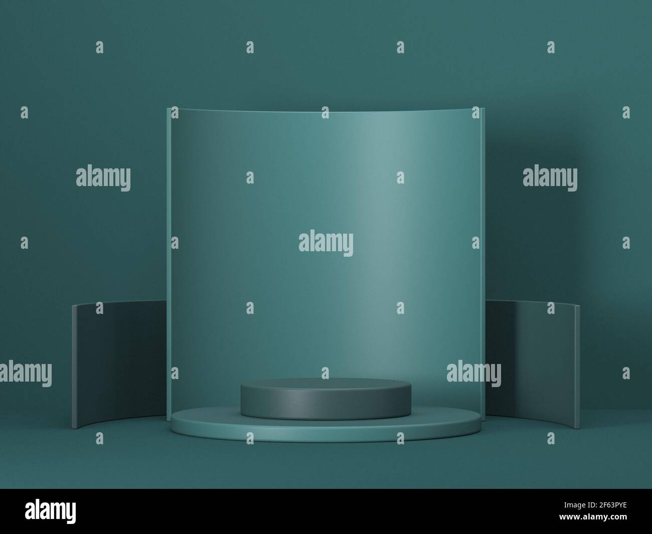 Mock up winner podium for product presentation with curved screen 3D ...