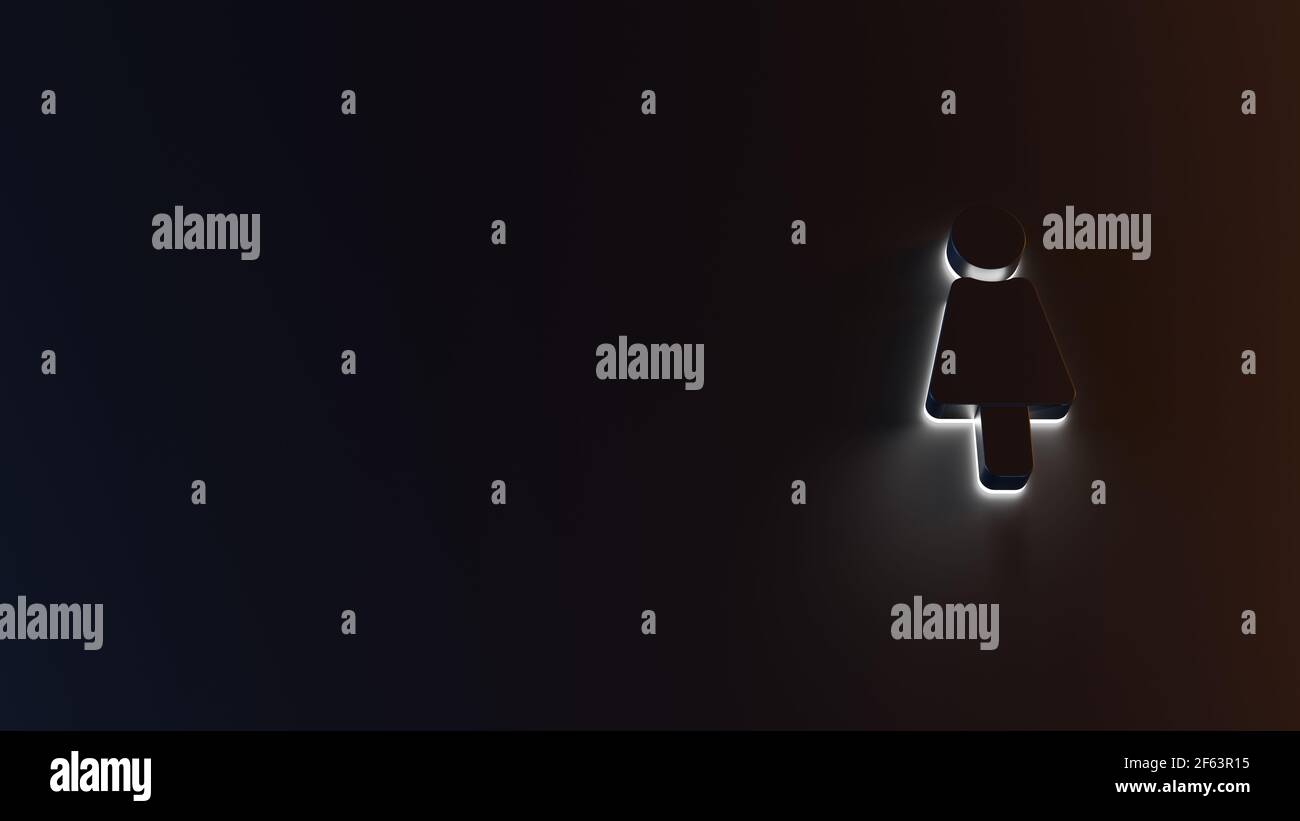 3d rendering of white light stripe symbol of female figure symbol on ...