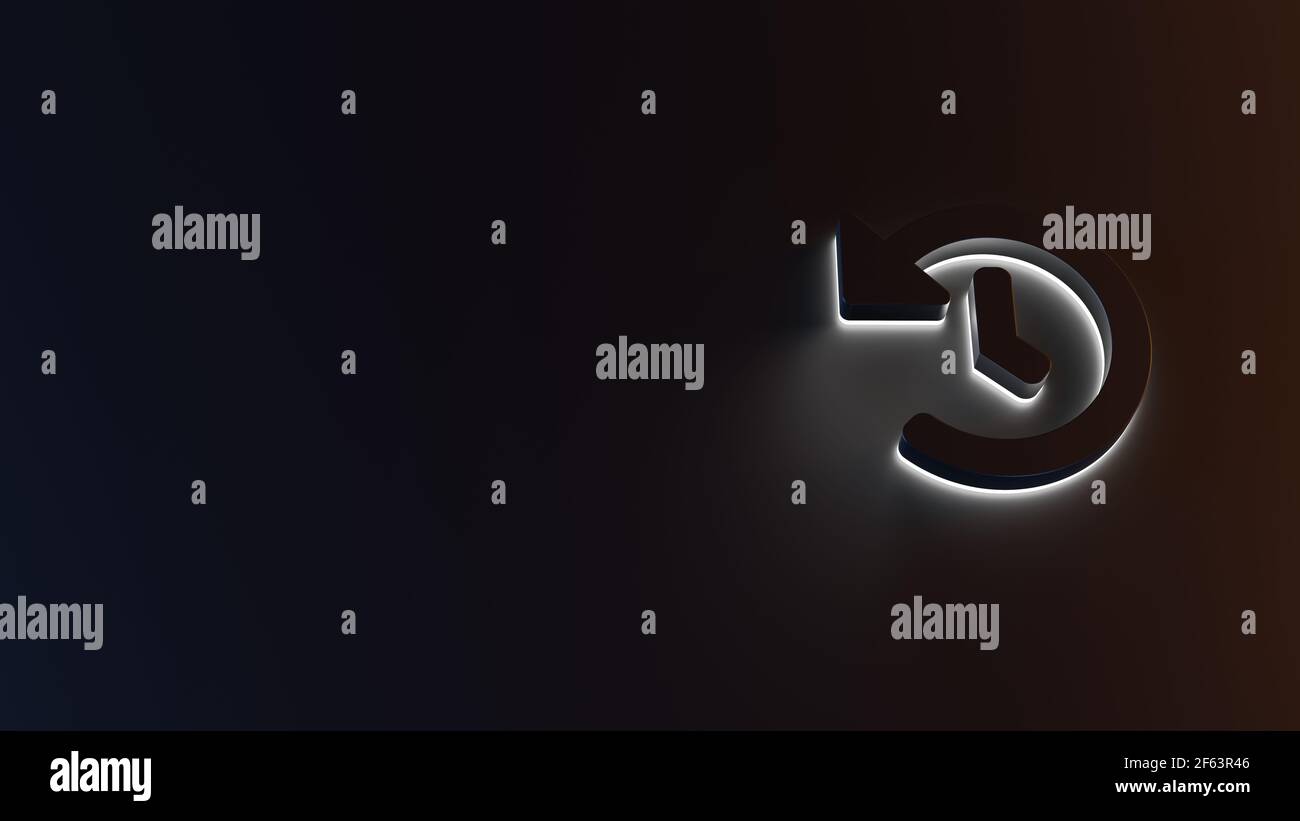 3d rendering of white light stripe symbol of clock with ...