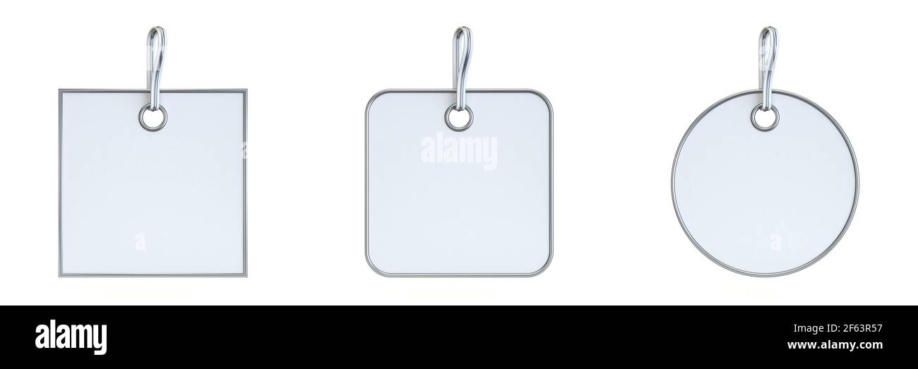 White copy space empty price tag collection different shapes 3D render ...