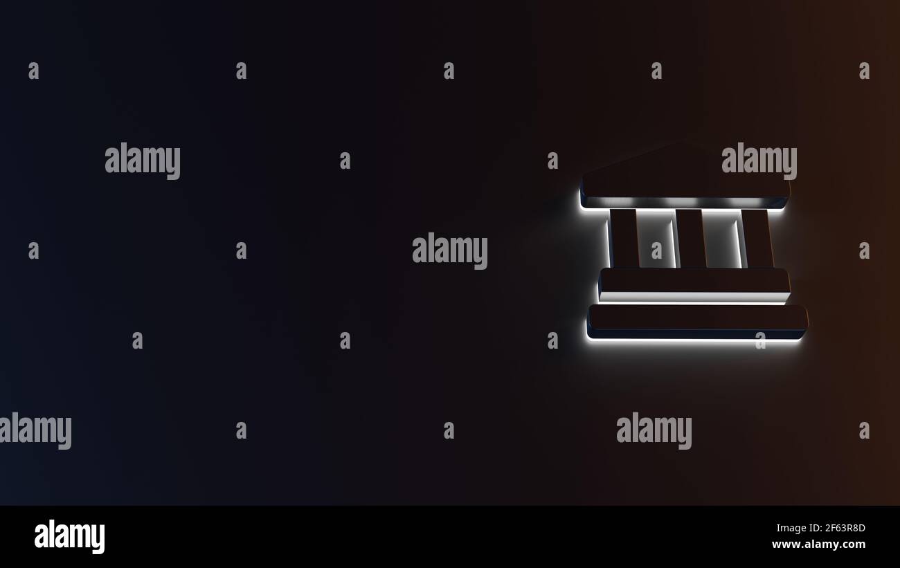 3d rendering of white light stripe symbol of ancient Greek temple on ...
