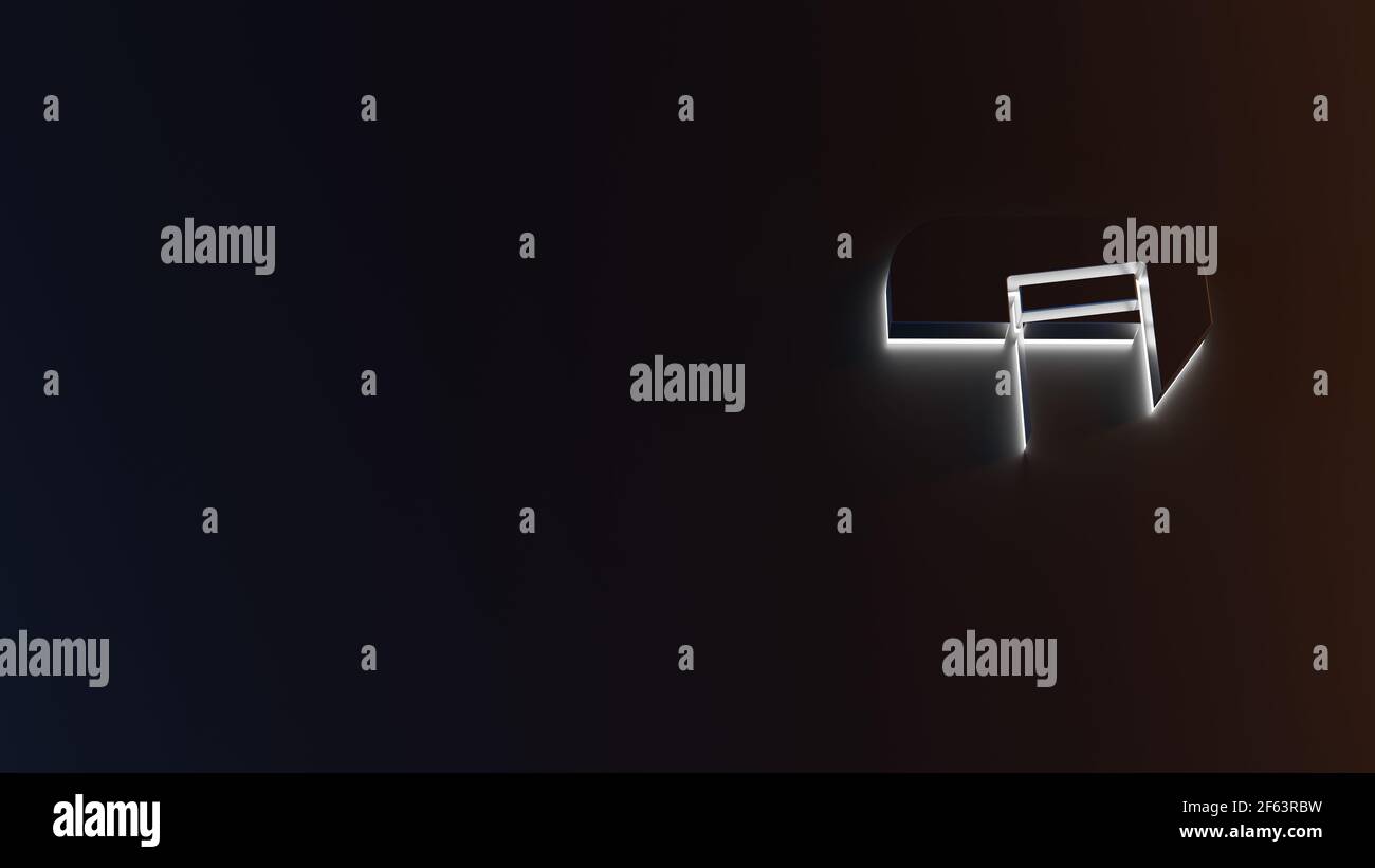 3d rendering of white light stripe symbol of music note in rounded ...