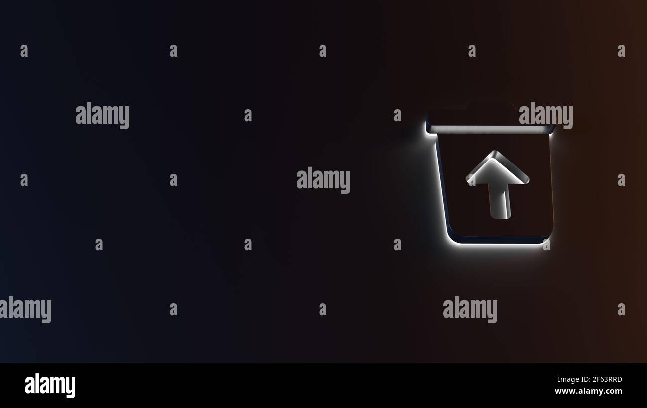 3d rendering of white light stripe symbol of trash bin with up arrow ...