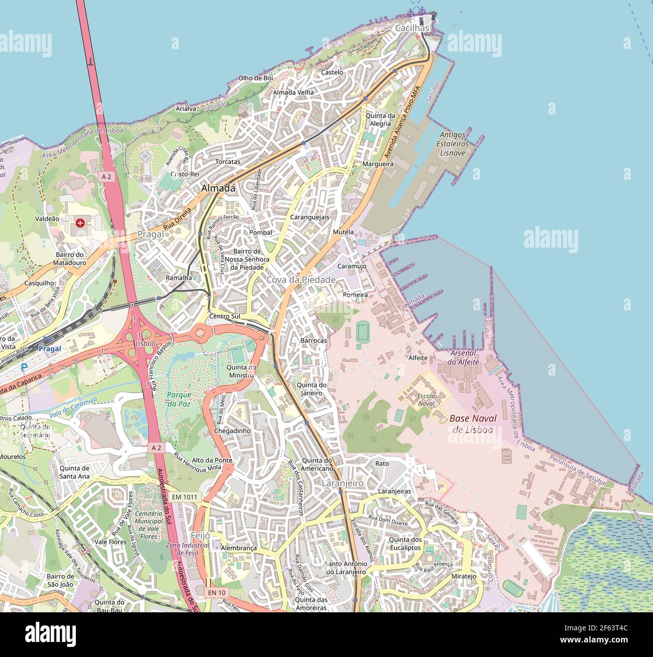 Map of almada portugal hi-res stock photography and images - Alamy