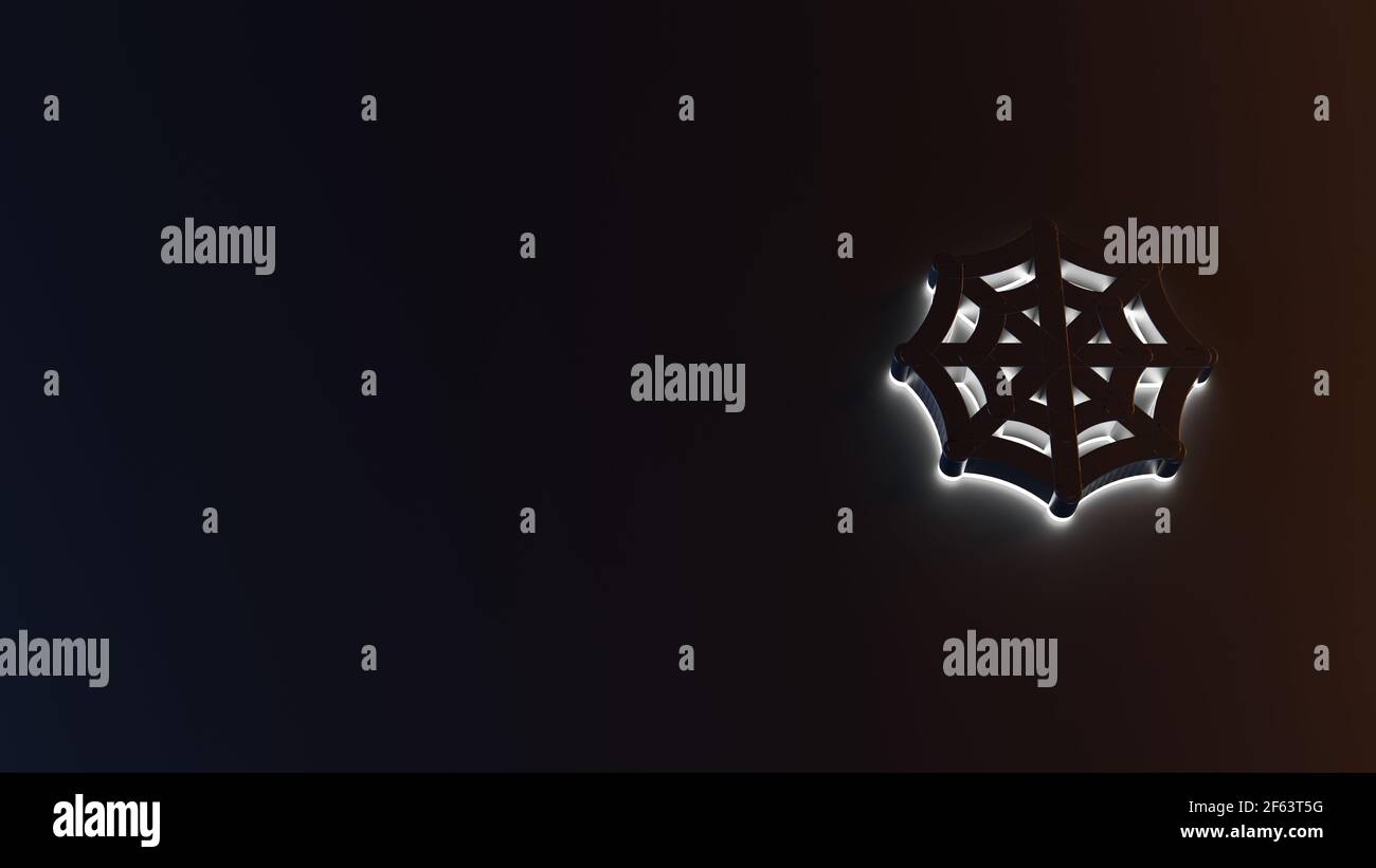 3d rendering of white light stripe symbol of cobweb without spider on ...