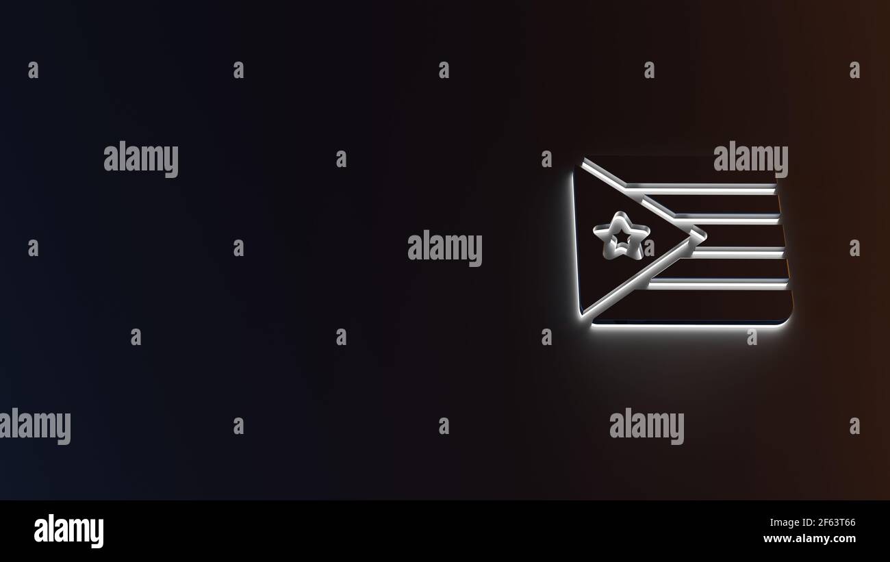 3d rendering of white light stripe symbol of Cuba flag on dark ...