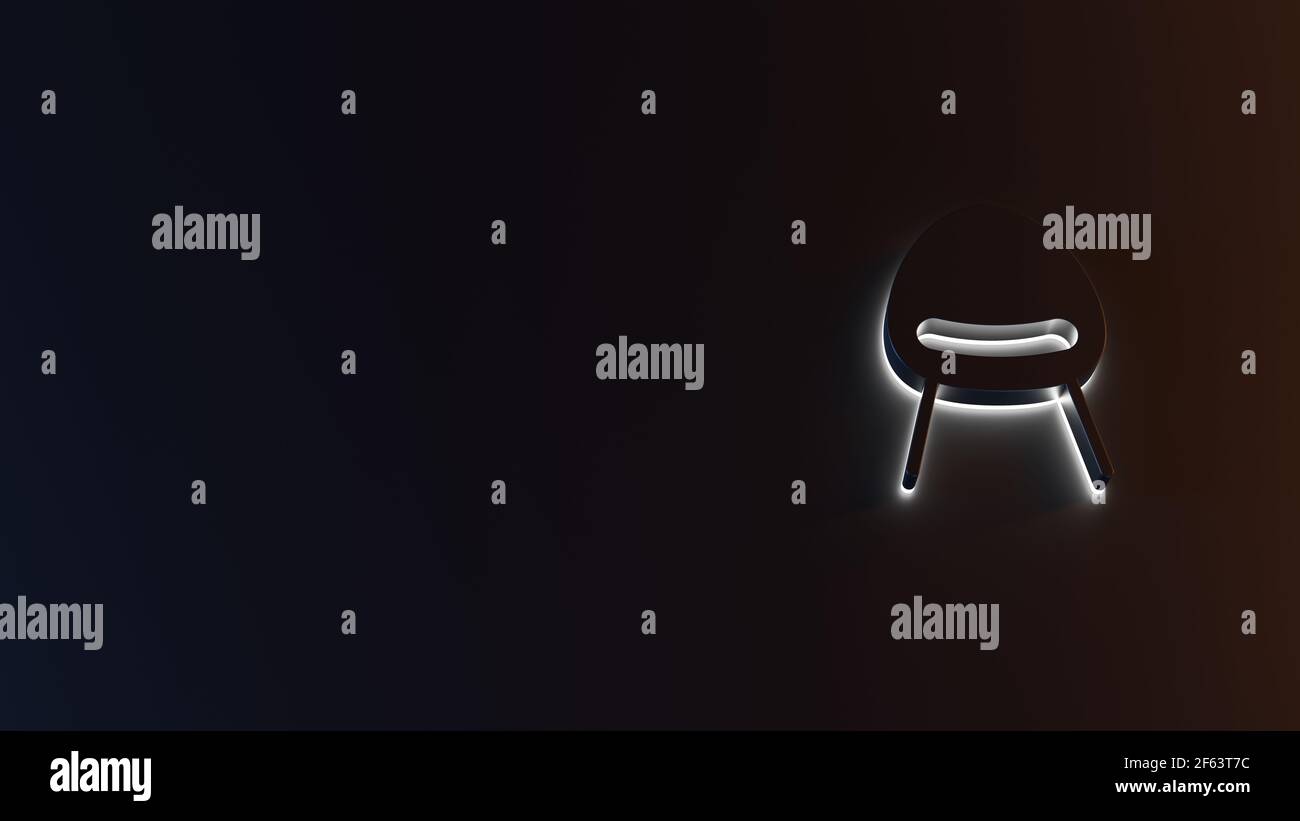 3d rendering of white light stripe symbol of uncomfortable design chair ...