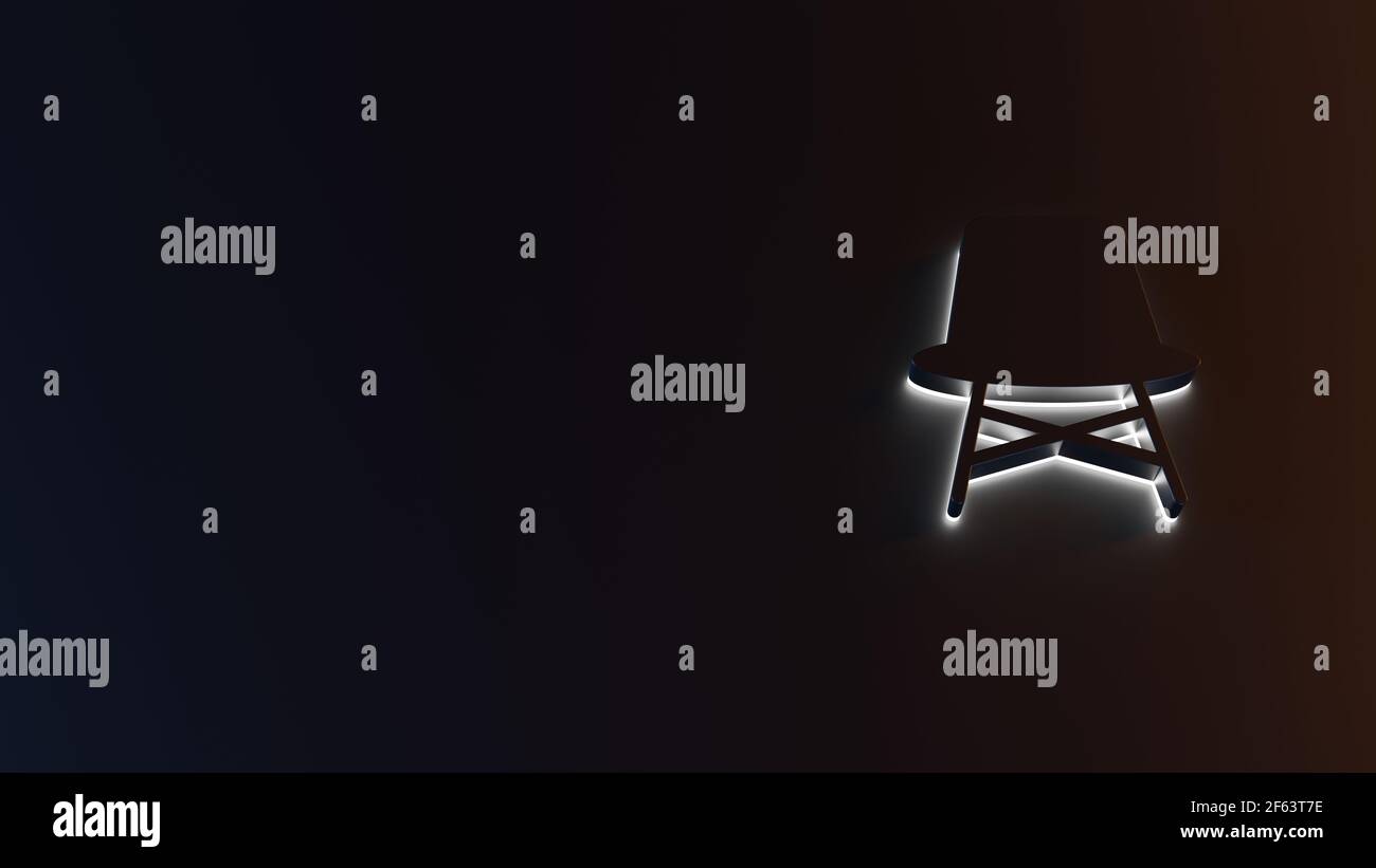 3d rendering of white light stripe symbol of uncomfortable design chair ...