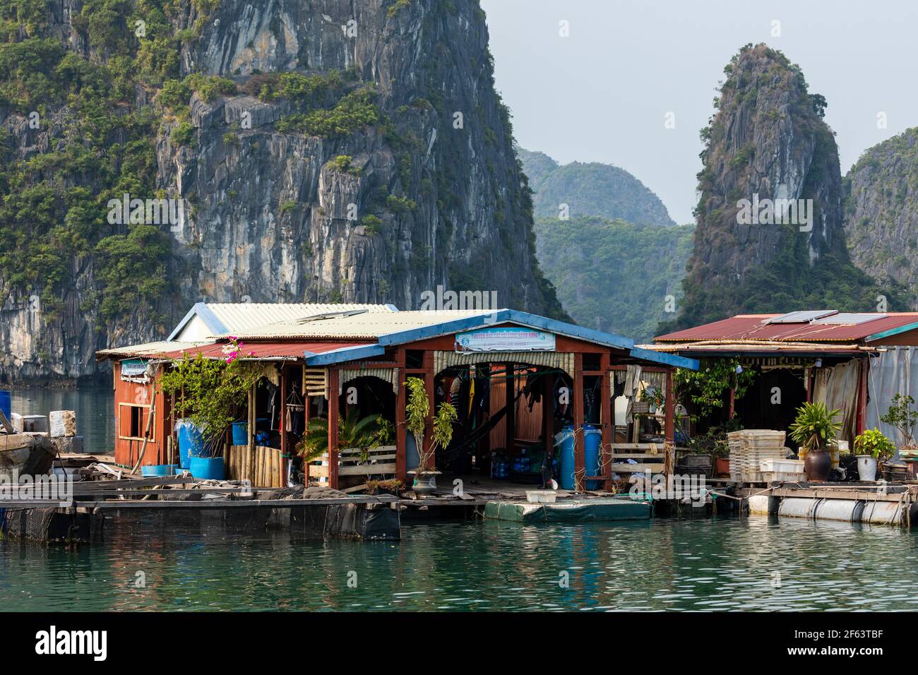 Floating Village and Fisher of the Halong Bay in Vietnam Stock Photo ...