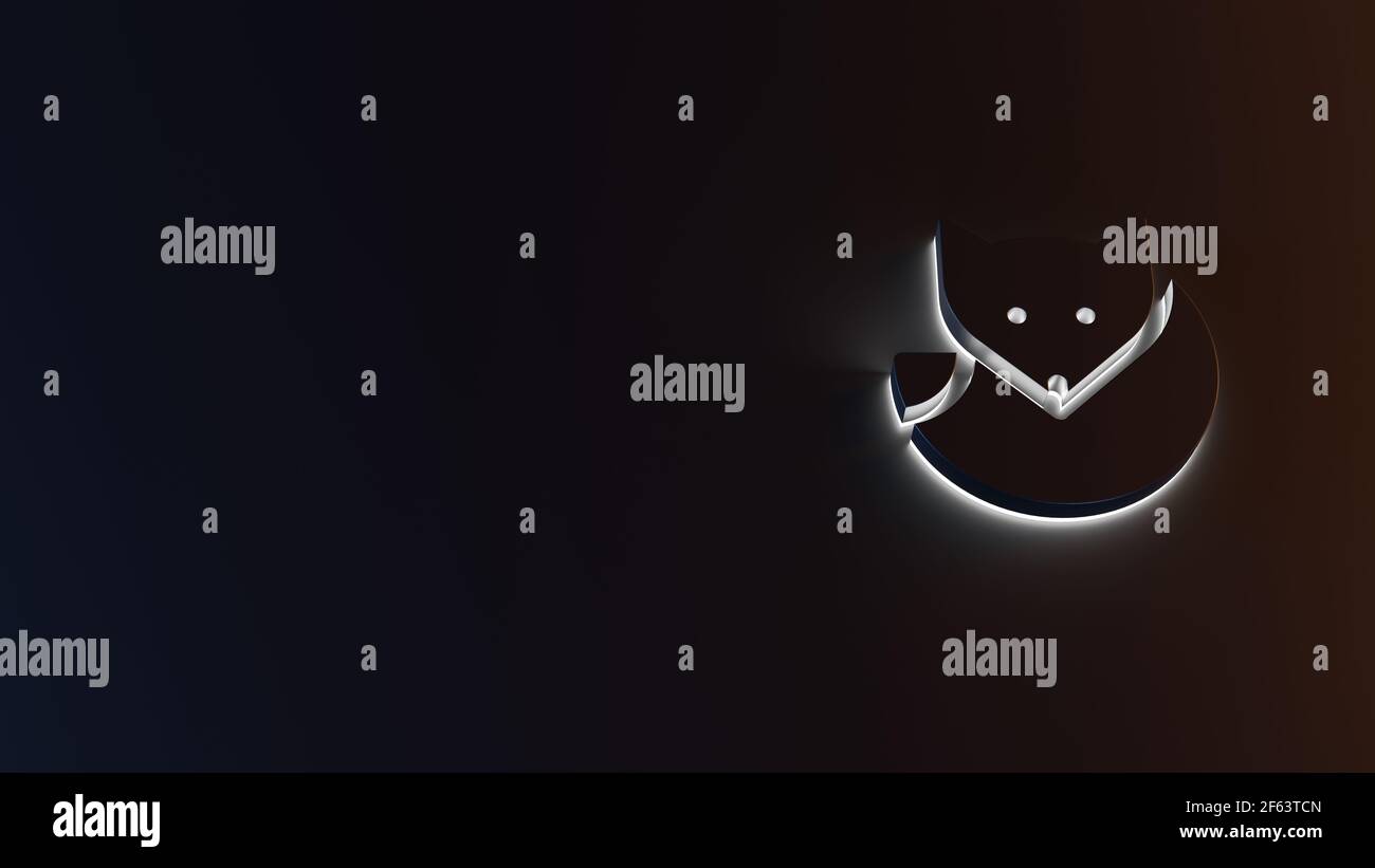 3d rendering of white light stripe symbol of wild fox from forest on ...
