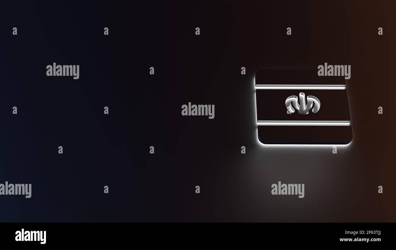 3d rendering of white light stripe symbol of Iran flag on dark ...