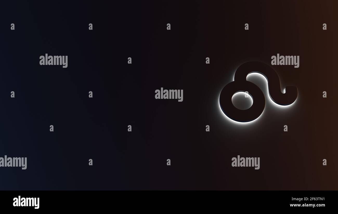 3d rendering of white light stripe symbol of Leo zodiac horoscope on ...