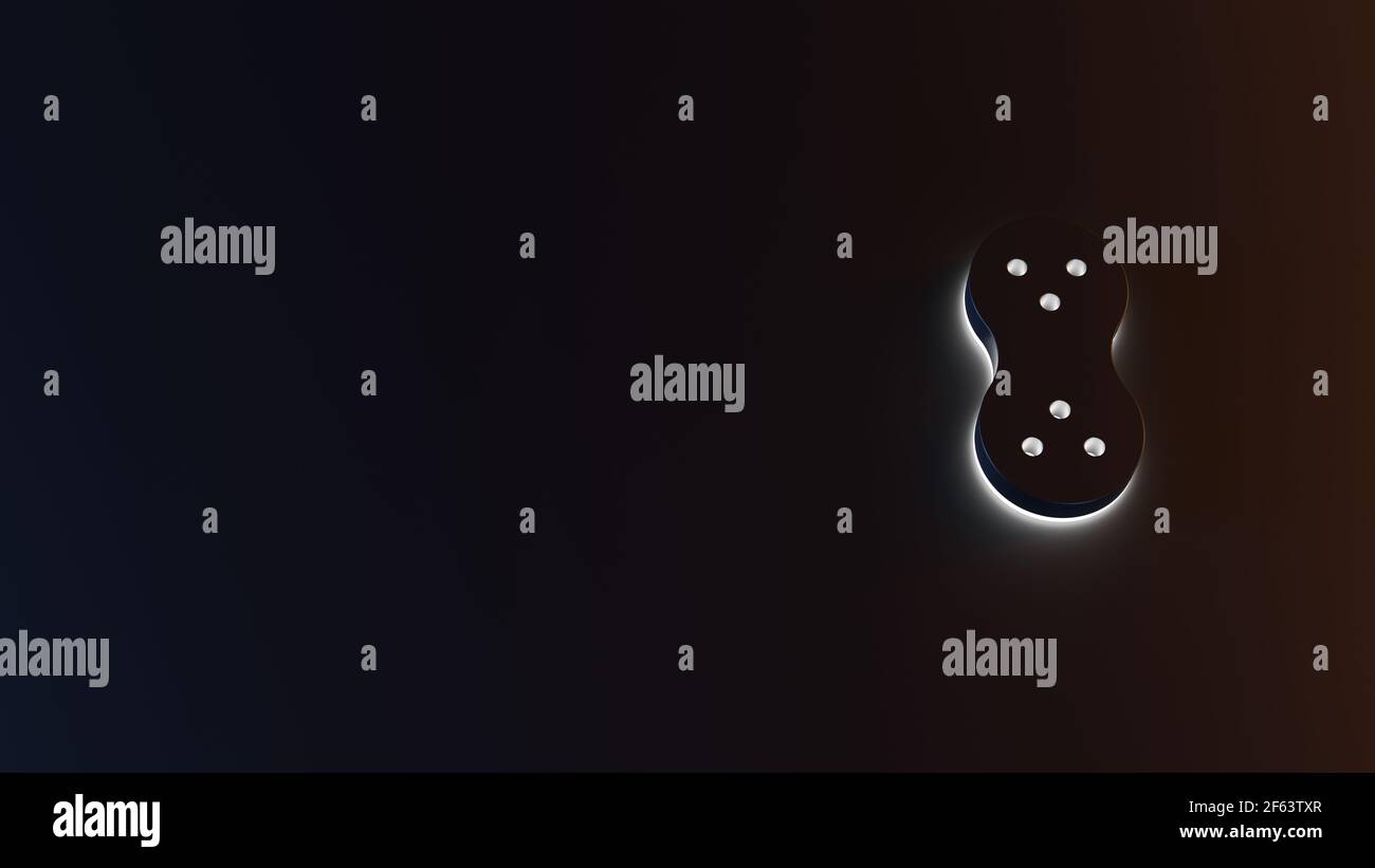 3d rendering of white light stripe symbol of peanut nut on dark ...