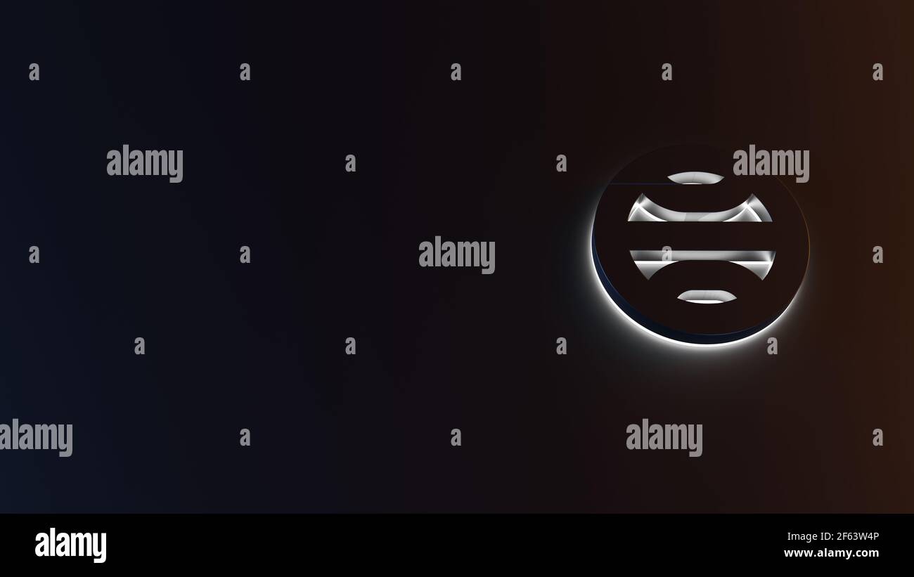 3d rendering of white light stripe symbol of terra symbol circle on ...