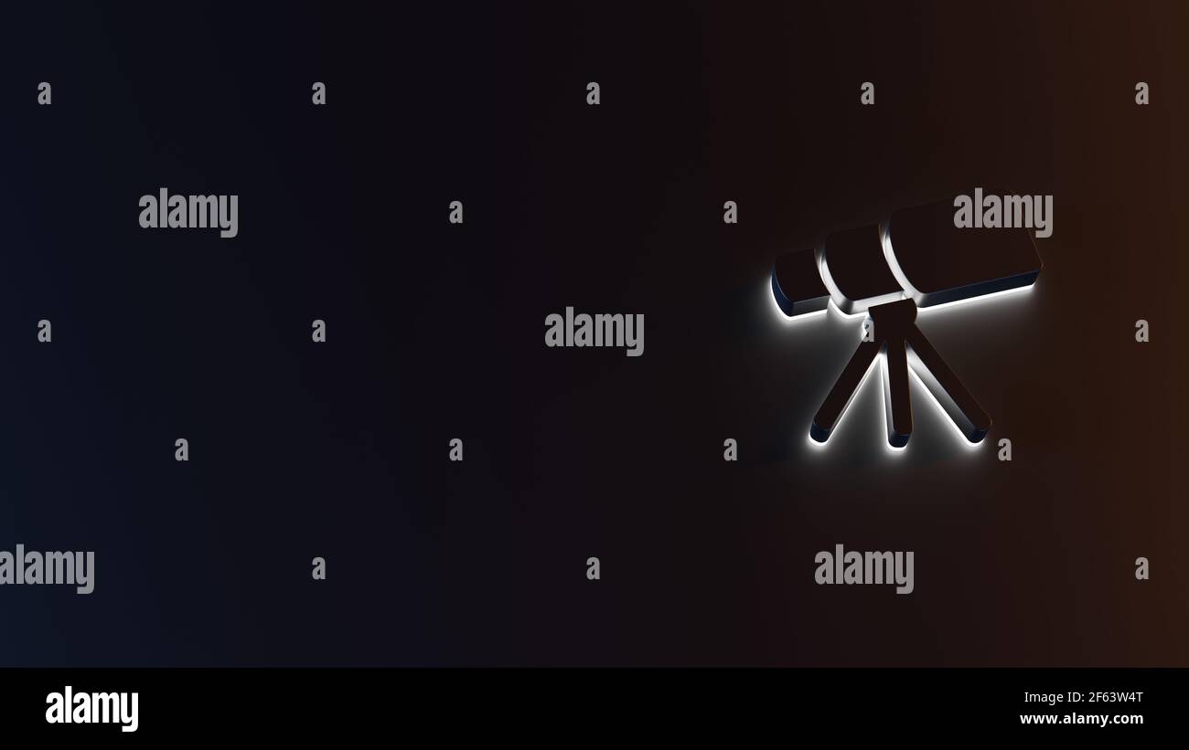 3d Rendering Of White Light Stripe Symbol Of Telescope For Observing The Stars And The Universe