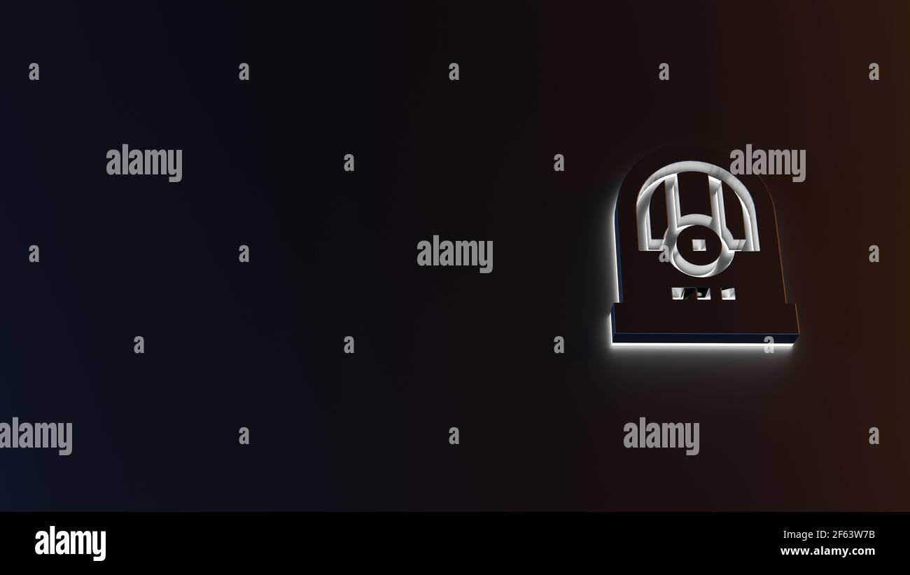 3d rendering of white light stripe symbol of vintage radio for playing ...